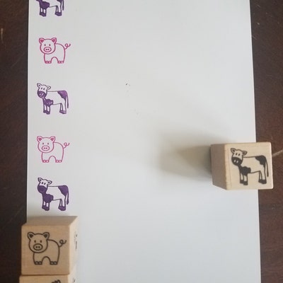 Mini Farm Animals Rubber Stamp Set - Etsy