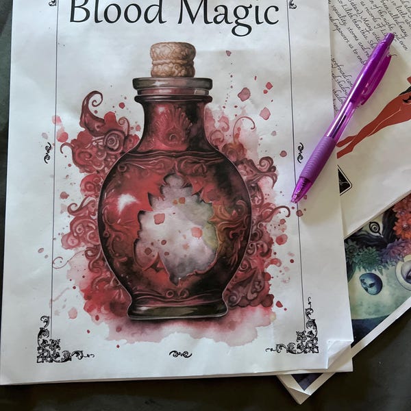 Blood Magic Guide + 20 Spells, Book of Shadows Grimoire Pages, Baby ...
