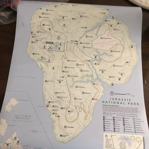Jurassic National Park Map 16x20 Poster (isla Nublar) - Etsy