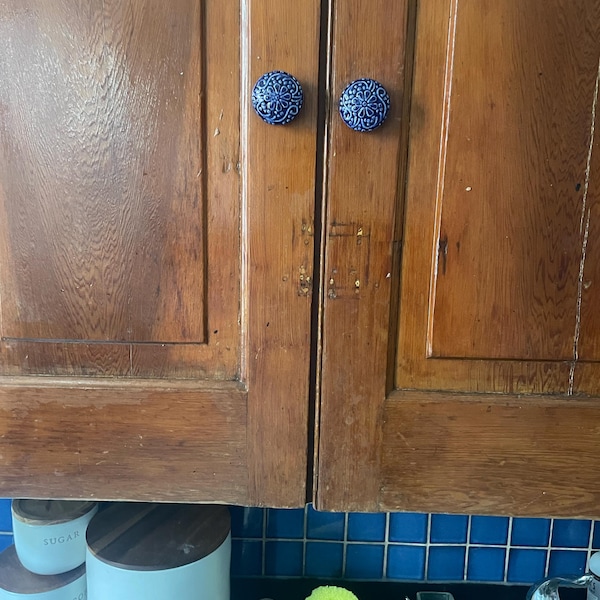 Blue Vintage Look Ceramic Knobs Ceramic Door Knobs Kitchen Cabinet Knobs Drawer Knobs Hardware ...