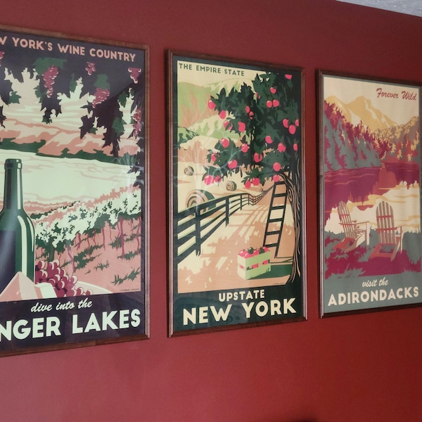 Canoe Lake Retro Travel Poster- Great Outdoors Camping Vintage Art ...