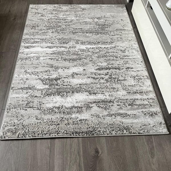 Beige Silver Grey Marble Shimmer Sheen Effect Modern Rug Silky Soft ...