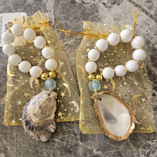 Scallop Shell Ornament, Scallop Shell, Decoupaged Christmas Ornament ...