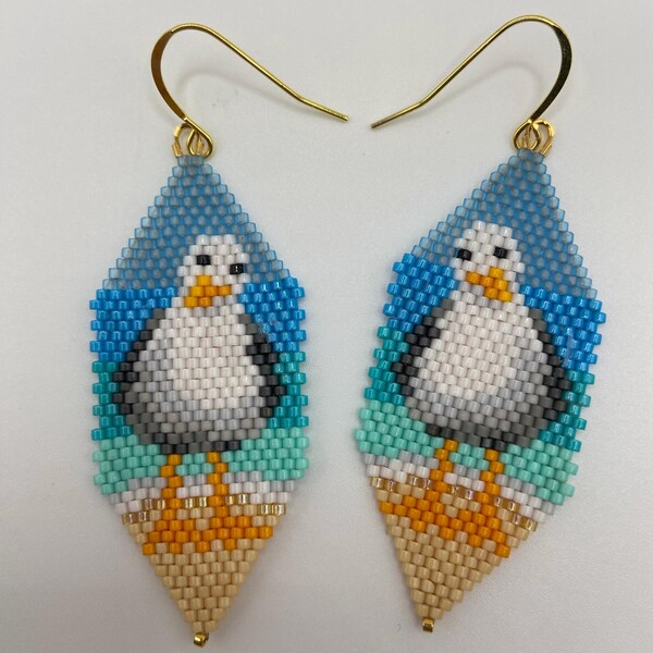 Beaded SEAGULL Earrings - Miyuki Brick Stitch Beading Pattern PB-10292 ...