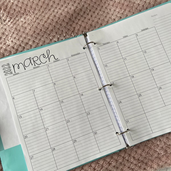 2026 Monday Start Lined & Unlined Monthly Calendars 8.5x11 LANDSCAPE ...