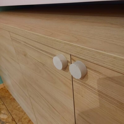 Grey Drawer Knobs Set / Modern Drawer Knob / Concrete Pulls / Round ...