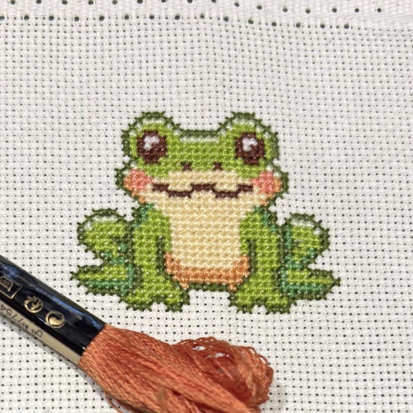 Cute Frog Cross-stitch Pattern PDF Instant Download Embroidery Punto De ...