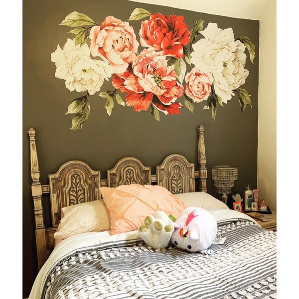 Flower Decals, Large Pink and Red Flower Decals Wall Stickers ...