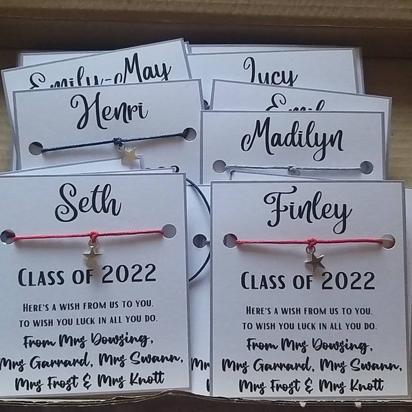 Bulk Personalised School Leaver Gifts Wish Bracelets Class of 2024 ...