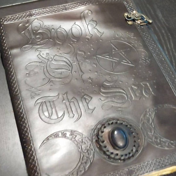 Book of Shadows, Leather Grimoire, Leather Journal, Magic Book, Celtic ...