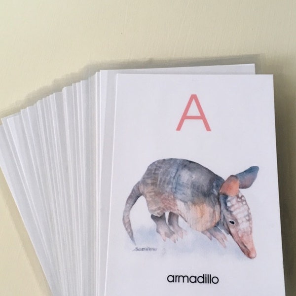 Animal Alphabet Flash Cards - Watercolor Animals - ABC - Watercolor ...