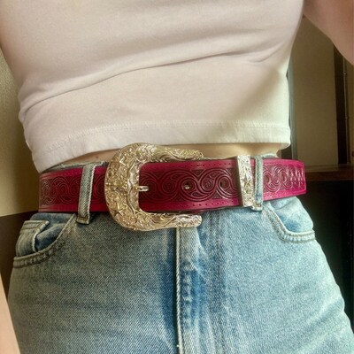 Personalized Handtooled Belt, Western Leather Belt, Hand Painted Belt ...