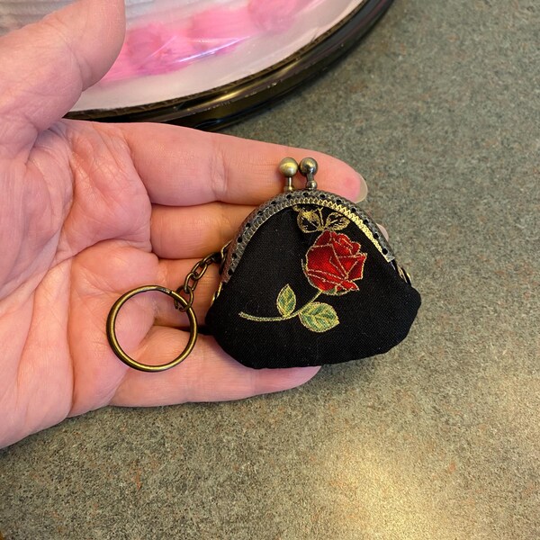 Japanese Cherry Blossoms Floral Design Coin Purse Wallet With Kiss ...