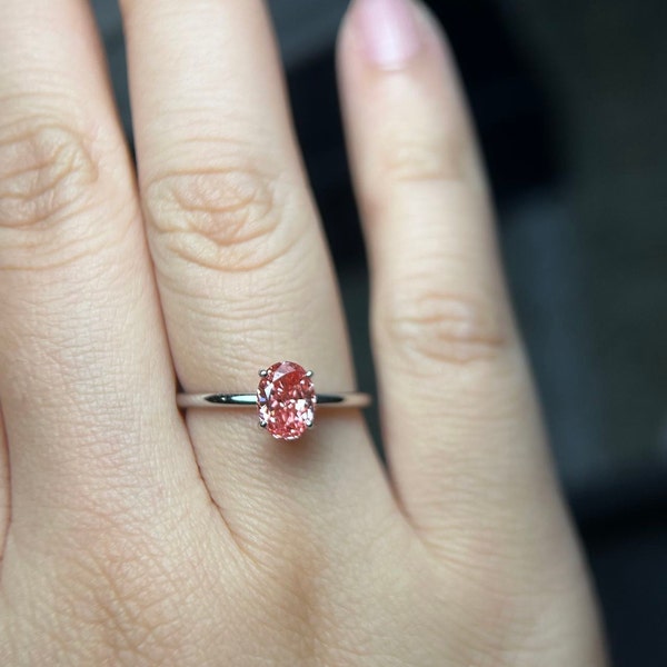 18K Solid Gold Pink Diamond Halo Ring Setting| Lab Pink Diamond Ring ...