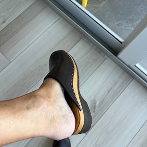 Dreamlike Women Swedish Clogs Wooden Leather Polish Clogs Handmade High ...