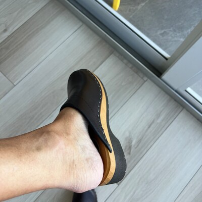 Dreamlike Women Swedish Clogs Wooden Leather Polish Clogs Handmade High ...