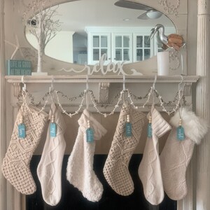 Personalized Beach Theme Stocking Name Tags // Coastal Christmas ...