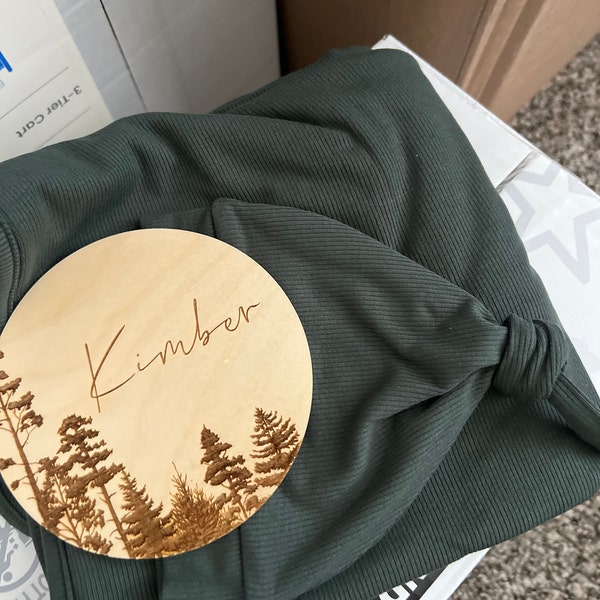 Baby Name Announcement Sign With Trees / Wooden Birth Announcement ...