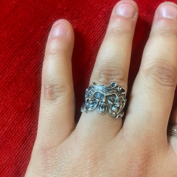 Mood Ring - Three Faces Ring - Theatre Masks Ring - Three Masks Ring ...