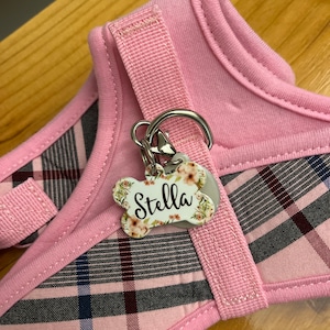 Pink Flowers Dog Tag, Dog ID Tag, Dog Tag, Floral Pet Tag, Girl Dog Tag ...