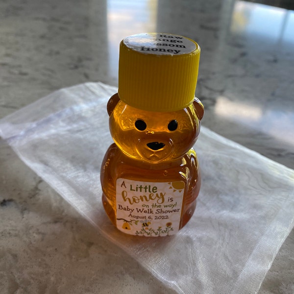25 Pure Raw Custom Mini Honey Bears, Choose Your Honey, Wedding, Bridal ...