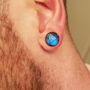 Grade AAA Labradorite Double Flare Convex Organic Stone Ear | Etsy