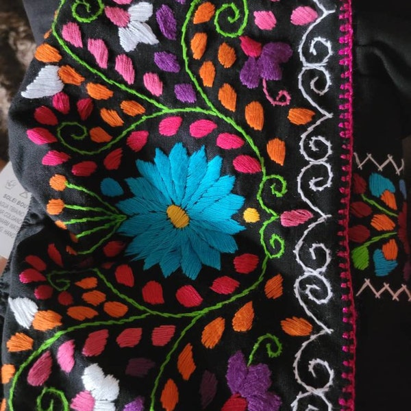 Embroidered Floral Strapless Top. Hand Embroidered Mexican Top. Mexican ...