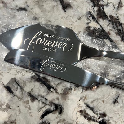 Personalized Cake Knife and Server Set With 2 Dessert Forks Engraved ...