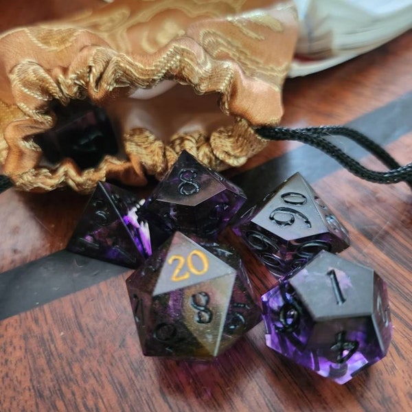 Malignant Midnight - Sharp Dnd Dice - Clear - Handmade Resin Dice Set ...