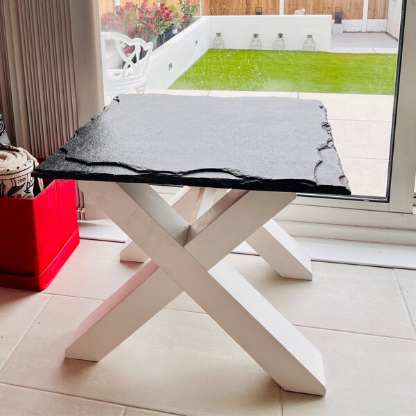 Live Edge, Solid Wooden Slab Computer / Office Desk With Black Metal ...