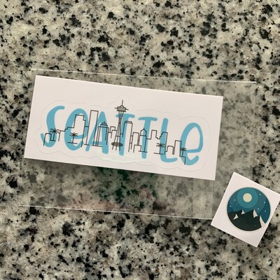 Colorful Seattle Skyline Vinyl Sticker, Washington State, Best Friend ...