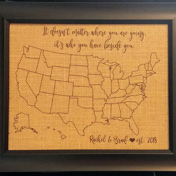 Travel Map of USA - Engagement Gifts for Couple - United States ...