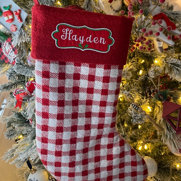Christmas Stocking NAME PATCH - 5" X 2" Custom Personalized Iron on or ...