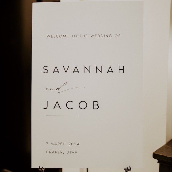 Minimalist Wedding Welcome Sign Template, Modern Welcome Wedding Sign ...