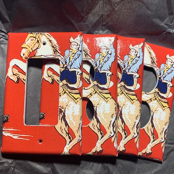 Retro Cowboy Outlet Switch Plate Cover Vintage 1950s Rockabilly Kitsch ...