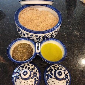 Palestinian Pottery Set of 3 Plates 21cm Green Olive Tree Branch ...