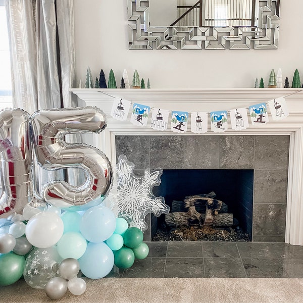 Skiing Birthday Banner - Personalized Skiing Birthday Garland - Skiing ...