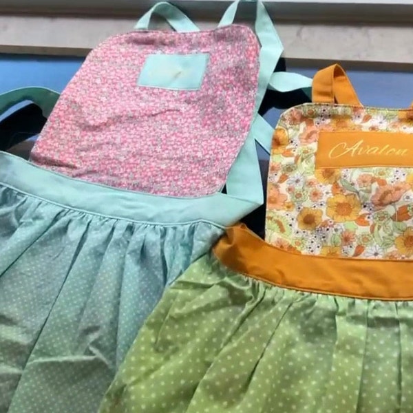 Floral Apron Set | Kids Apron | Kids Apron and Hat | Kids Apron Set ...
