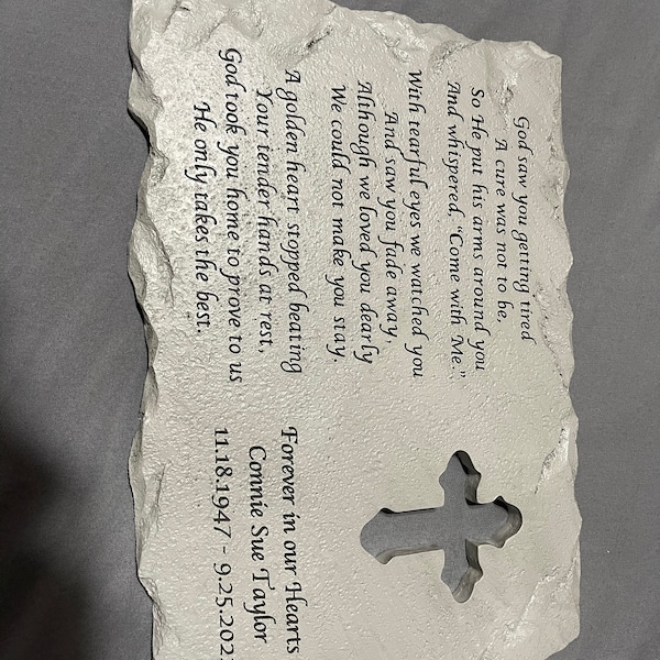 Personalized Cross Memorial Stone - Sympathy - Condolences - Garden ...