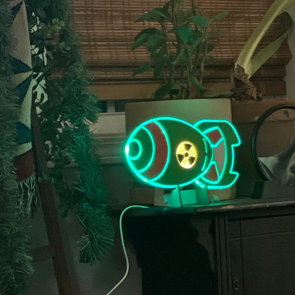 Nuclear Bomb Edge Lit LED Sign , Neon Like , Arcade Light Sign, Nuke ...