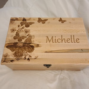 Personalized Butterfly Memory Box 12x8x4, Custom Hand Made Wood ...