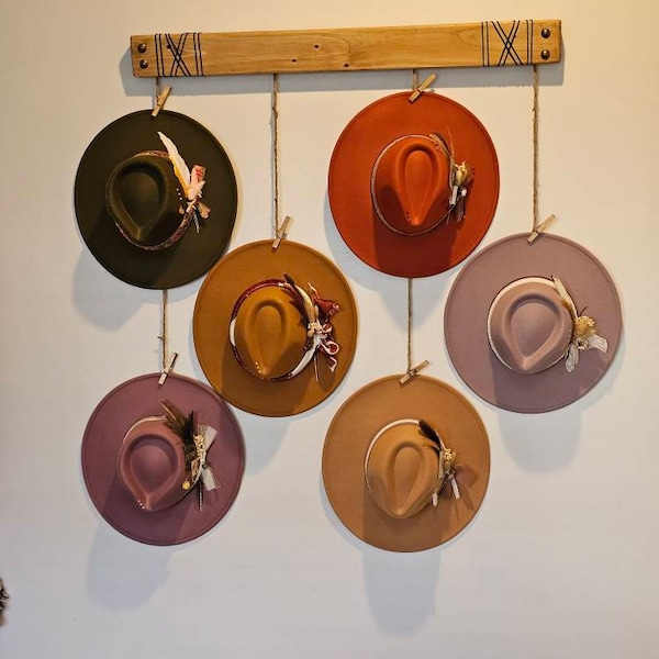 Hat Organizer - Hat Wall Hanging - Fedora Display - Hat Rack ...