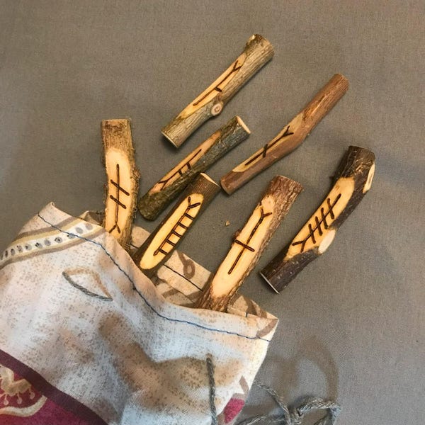 20 Celtic Tree Ogham Staves Made With Corresponding Woods With Pouch ...