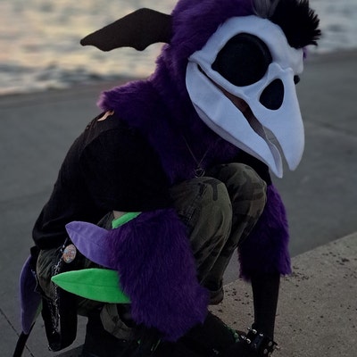 Raven Bird Skull Corvus Bone Skull Mask Movable Moving Hinge Jaw 3D ...