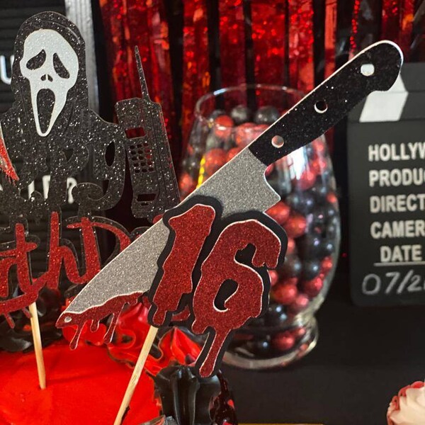 Horror Knife Cake Topper/horror Cake Topper/halloween Happy Birthday ...