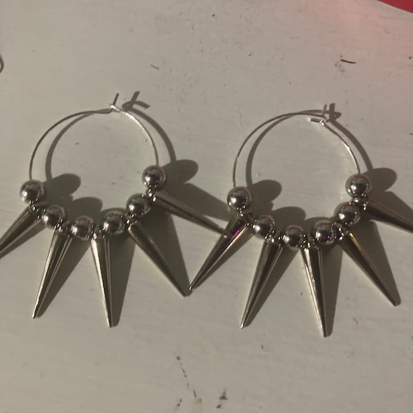 Deadly Girl Punk Rock & Heavy Metal Style Spike Hoop Earrings in Small ...