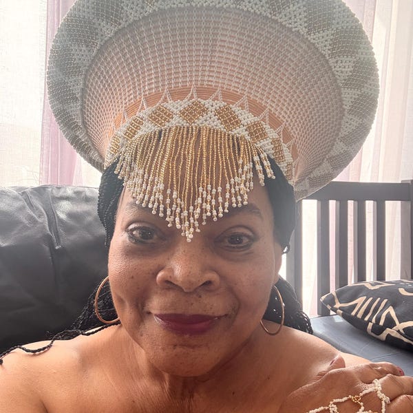 3 in 1 White and Gold Zulu Hati Large Zulu Hat |african Hat | Isicholo ...