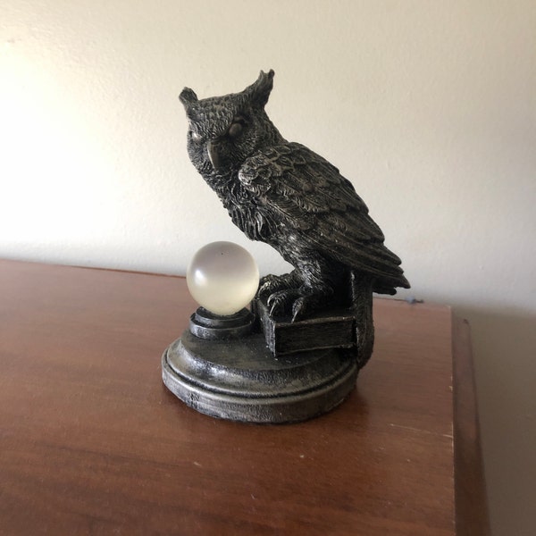 Horned Owl: Witch’s Familiar Statue, Hand Painted Resin Sculpture ...