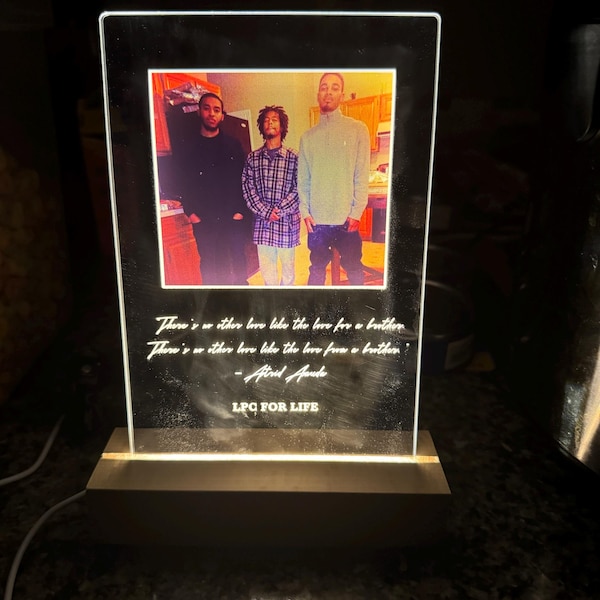 Custom Personalized Photo LED Wood Stand Room Night Light up Table Lamp ...