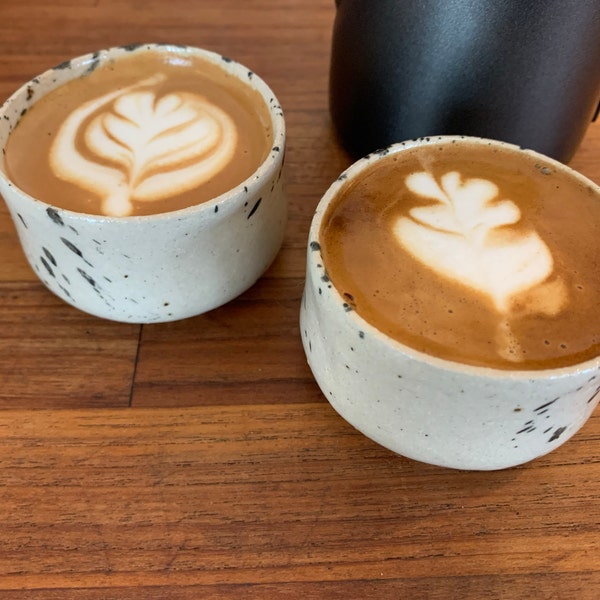 Handmade Speckled Ceramic Espresso Cup: Modern Beige Stoneware Tumbler ...